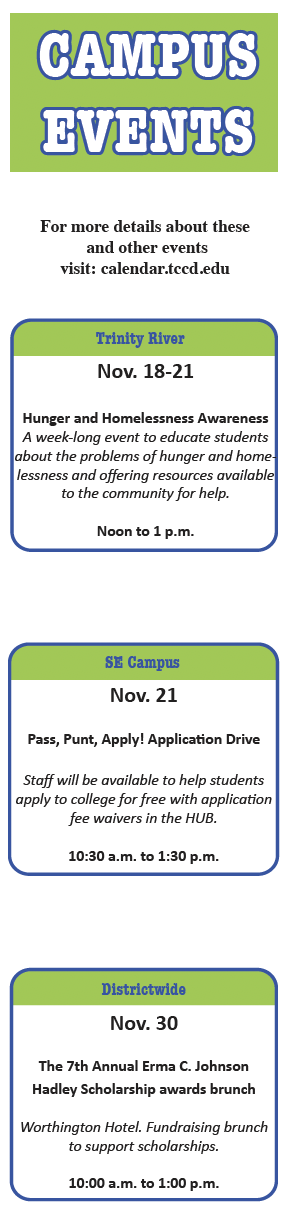 EVENT CALENDAR WEEK OF NOV. 20 – The Collegian