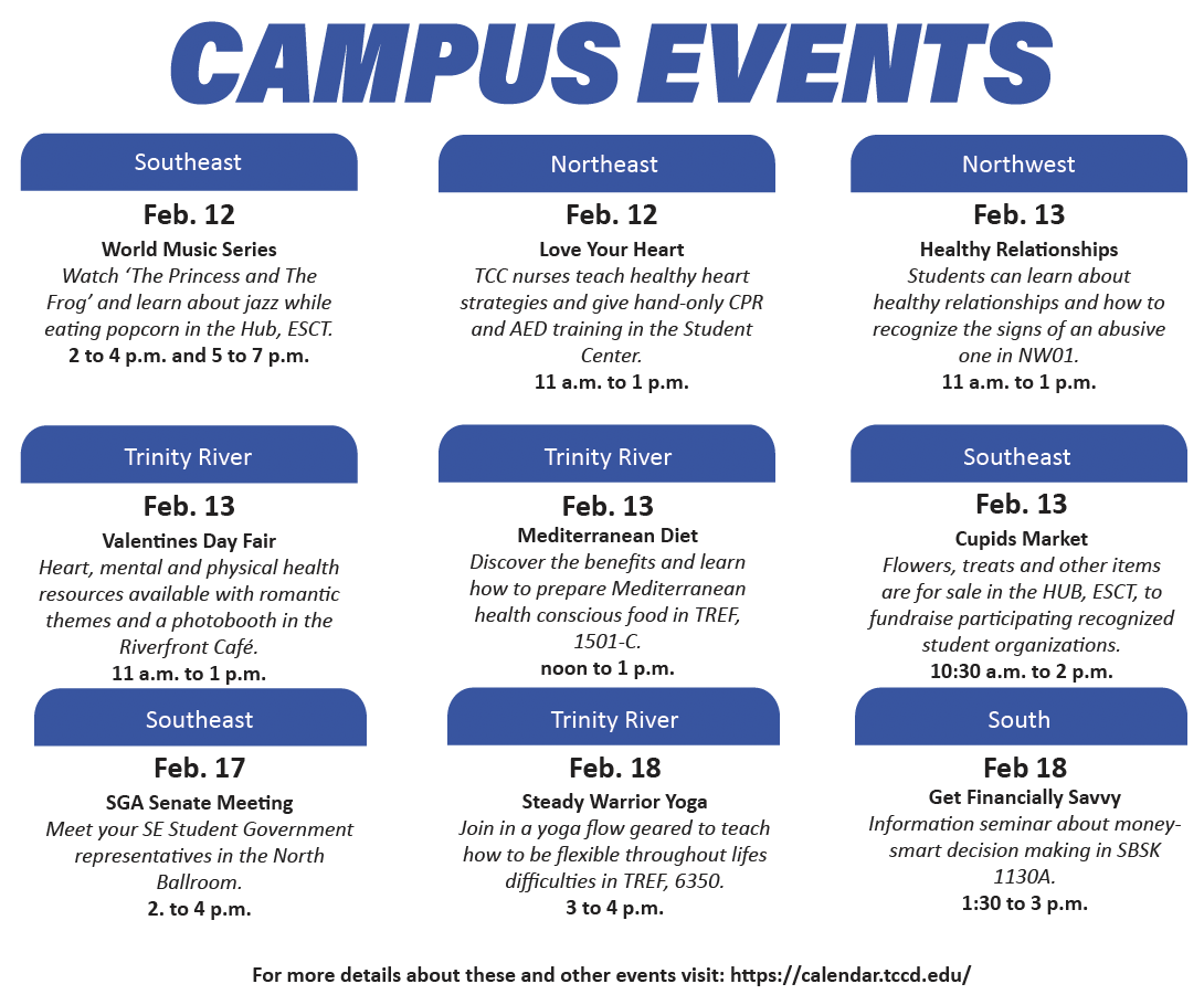 CAMPUS EVENTS FOR WEEK OF FEB. 12 – The Collegian