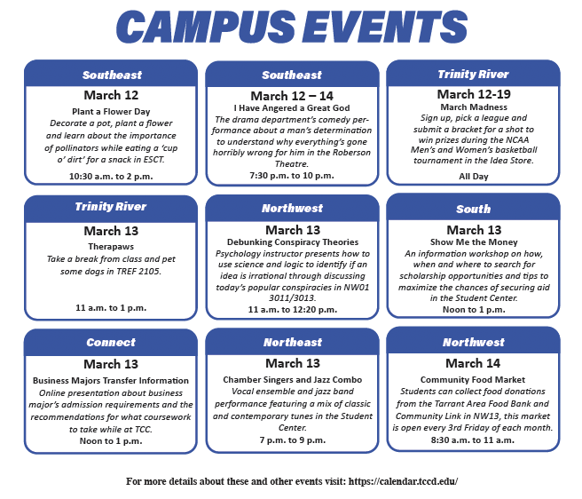 CAMPUS EVENTS FOR WEEK OF MARCH 12 – The Collegian